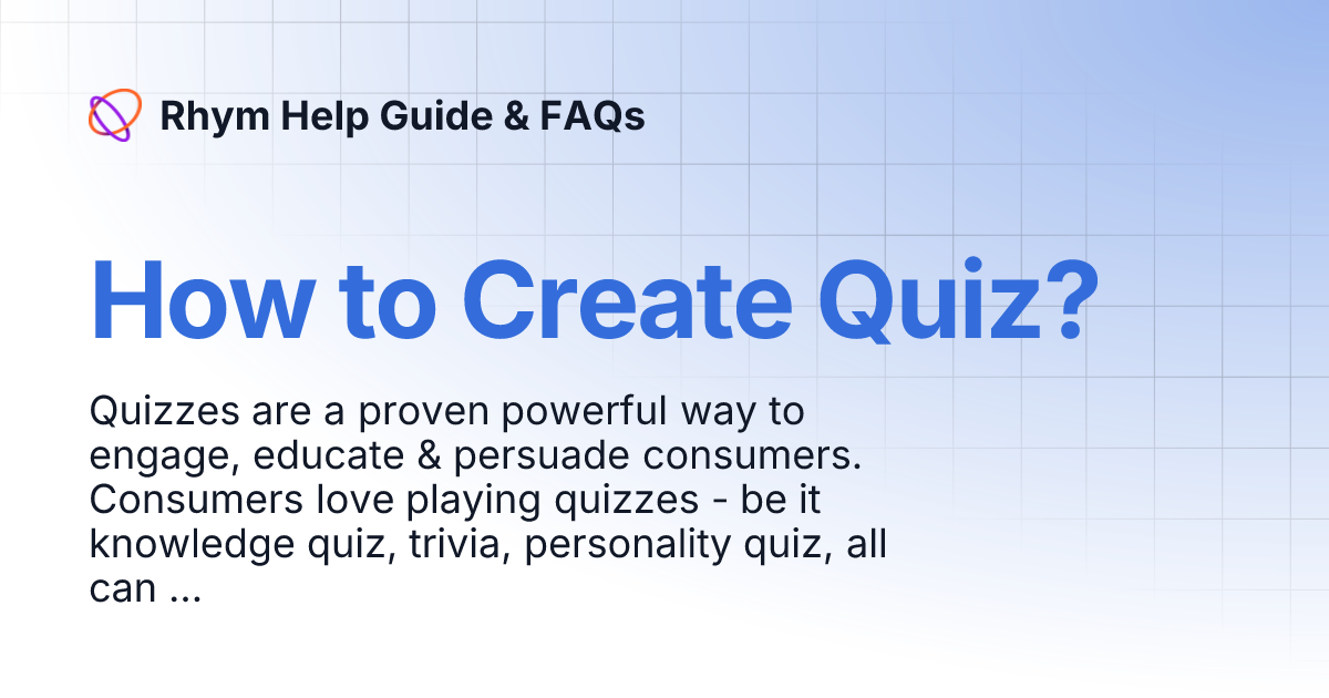 How to Create Quiz? | Rhym Help Guide & FAQs